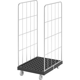 eurokraft basic Rollbeh&auml;lter mit Seitengitter, 2-seitig, schwarz / verzinkt