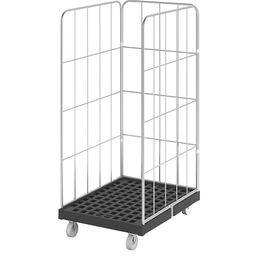 eurokraft basic Rollbeh&auml;lter mit Seitengitter, 3-seitig, schwarz / verzinkt