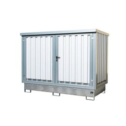 eurokraft pro Stahl-Gefahrstoffdepot, f&uuml;r 2 x 1000-l-IBC/KTC, verzinkt