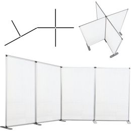 SMIT VISUAL Modul-Trennwand, transparent, HxBxT 1850 x 1250 x 500 mm, Alurahmen, mit F&uuml;&szlig;en