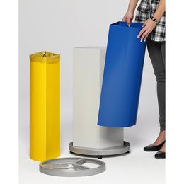 Var Wertstoffsammler, rund, Volumen 3 x 30 l, Hx&Oslash; 720 x 420 mm, gelb, blau, grau