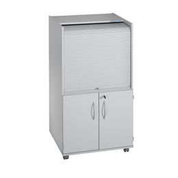eurokraft pro Computerschrank mit Kunststoffrollladen, mobil, Premium Variante, HxBxT 1320 x 725 x 642 mm, ohne Einlegeboden