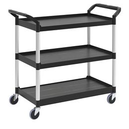 Rubbermaid Allzweck-Servierwagen, Tragfähigkeit gesamt 90 kg, LxBxH 860 x 470 x 960 mm, Farbe Ladefläche schwarz
