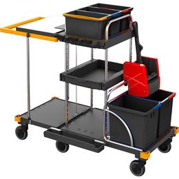VERMOP Reinigungswagen EQUIPE, LxBxH 1410 x 620 x 1140 mm, mit klappbarer Entsorgungseinheit