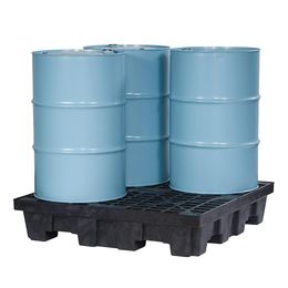 Justrite PE-Auffangwanne aus PE-Regenerat, Wanne f&uuml;r 4 x 200 l F&auml;sser, gro&szlig;es Volumen, Auffangvolumen 276 l