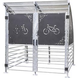 Mottez Fahrräderunterstand abschließbar, für 6 Fahrräder, HxB 2360 x 2260 mm, Metalloptik