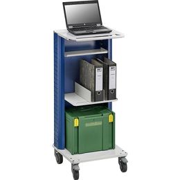 ANKE Laptop- / Ger&auml;tewagen, mit zus&auml;tzlicher Ablage, 2 Buchst&uuml;tzen, grau / blau