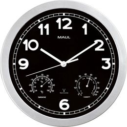 Maul Wanduhr Mauldrive, Ø 300 mm, aus Kunststoff, Rahmen silber, Funkuhrwerk