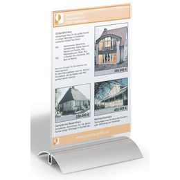 Durable Tischaufsteller, Acryl mit Aluminiumfu&szlig;, DIN A5, HxBxT 237 x 150 x 85 mm, VE 6 Stk