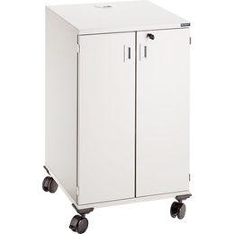eurokraft pro Multimediawagen, mobil, 2 Fl&uuml;gelt&uuml;ren, 3 Fachb&ouml;den, HxBxT 960 x 550 x 550 mm