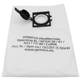 SPRiNTUS Vliesfiltert&uuml;ten, VE 5 Stk, f&uuml;r Sauger Waterking XL, Ketos 56, 81 und CraftiX, lang haltbar