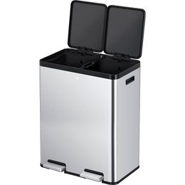 EKO Treteimer Recycler, Stahl, 60 l, 2-fach-Sammler, Edelstahl
