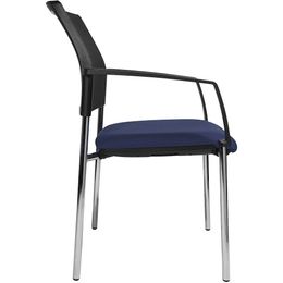 Topstar Netz-Stapelstuhl, 4-Fu&szlig;, VE 2 Stk, Sitz blau, Gestell chrom