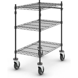 Drahtgitter-Tischwagen, schwarz, mit 3 Etagen, LxBxH 760 x 460 x 1025 mm kaiserkraft