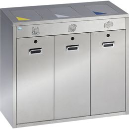 Var Wertstoffsortiersystem, Edelstahl, 3 x 48 l Volumen, mit Pendelklappen