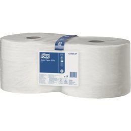 Tork Papierwischt&uuml;cher, Standard, Tissue, 2-lagig, wei&szlig;, VE 2 Rollen, 1500 Blatt/Rolle