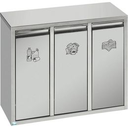 Var Wertstoffsortiertstation, Edelstahl, 3 x 7 l Volumen, mit Klappt&uuml;ren