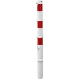 Schake Absperrpfosten, &Oslash; 76 mm, wei&szlig; / rot, herausnehmbar, mit 1 &Ouml;se