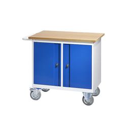 eurokraft pro Kompaktwerkbank, fahrbar, mit 2 T&uuml;ren, BxT 950 x 590 mm