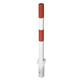 Moravia Sperrpfosten aus Stahl, zum Einbetonieren, &Oslash; 60 mm, rot-wei&szlig;, 2 Ketten&ouml;sen