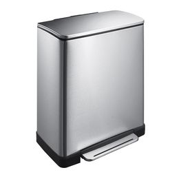 EKO Edelstahl-Tretabfallsammler, eckig, Volumen 18 + 28 l, Anti-Fingerprint-Beschichtung