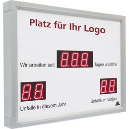 Au&szlig;en-LED-Anzeige, Unfallfreie Tage, HxBxT 450 x 600 x 60 mm, wei&szlig;aluminium kaiserkraft