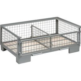 Gitterbox, niedrige Bauform, 1 L&auml;ngswand voll abklappbar, ab 1 St&uuml;ck kaiserkraft