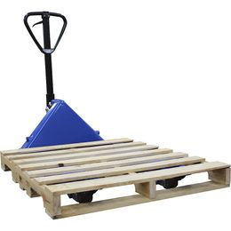 eurokraft pro Paletthubwagen f&uuml;r US-Palette, Lenkr&auml;der Vollgummi / Lastrollen PU, Gabell&auml;nge 1155 mm