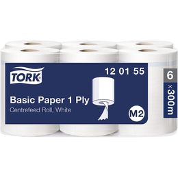 Tork Standard-Papierwischt&uuml;cher Innenabrollung, 1-lagig, wei&szlig;, VE 6 Rollen, Universal-Qualit&auml;t, unperforiert