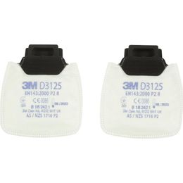 3M Secure Click™ Partikelfilter D3125, Schutzstufe P2 R, VE 10 Paar, für Halbmaske HF-800