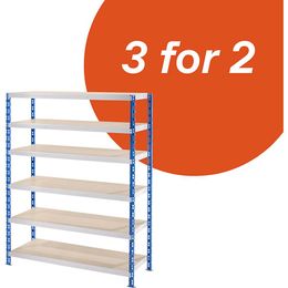 Deal: 3 f&uuml;r 2 Gro&szlig;fach-Steckregale, mit Spanplatten-B&ouml;den, BxT 1550 x 600 mm kaiserkraft