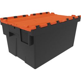 Mehrweg-Stapelbeh&auml;lter, LxBxH 600 x 400 x 310 mm, schwarz/orange kaiserkraft