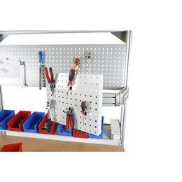 eurokraft pro Schwenkarm mit Lochblech, zum Anbringen von Werkzeug, HxBxT 380 x 456 x 866 mm