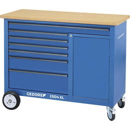 Gedore Fahrbare Werkbank 1504 XL, inkl. 198-teiligem Werkzeugsortiment, BxT 1250 x 630 mm