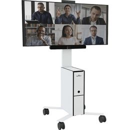Durable Mobiler TV-Wagen COWORKSTATION®, HxBxT 1292 x 572 x 574 mm, weiß