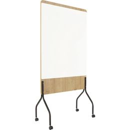 Mobile Moderationswand NATURAL, HxBxT 2000 x 1000 x 450 mm, Whiteboardoberfl&auml;che wei&szlig; lackiert kaiserkraft