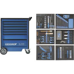 Gedore Werkzeugwagen 2005, 7 Schubladen, mit 190-teiligem Sortiment, HxBxT 1020 x 865 x 605 mm
