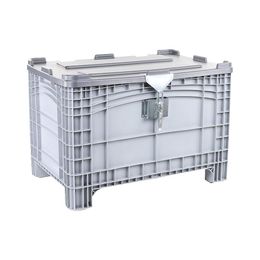 Scharnierdeckel f&uuml;r Gro&szlig;beh&auml;lter, abschlie&szlig;bar, grau, f&uuml;r LxB 800 x 1200 mm kaiserkraft