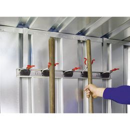 Ger&auml;teleiste zum Einh&auml;ngen von Stielger&auml;ten, f&uuml;r Materialcontainer, mit 5 Haken kaiserkraft