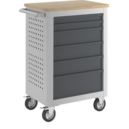 Werkzeugwagen, Breite 665 mm, 6 beidseitig ausziehbaren Schubladen, Korpus lichtgrau kaiserkraft