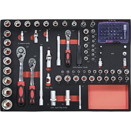 Werkzeug-Shadowboard, Steckschlüssel-Satz 108tlg, für BxT 525 x 390 mm, mit 3 Ratschen kaiserkraft