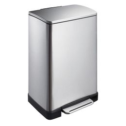 EKO Edelstahl-Tretabfallsammler, eckig, Volumen 40 l, Anti-Fingerprint-Beschichtung