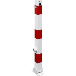 Schake Absperrpfosten, 70 x 70 mm, wei&szlig; / rot, klappbar, ohne &Ouml;se