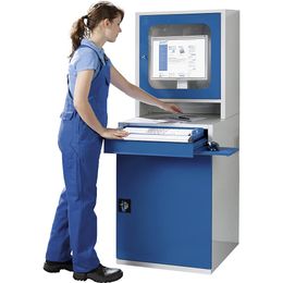 eurokraft pro PC-Schrank, HxBxT 1600 x 600 x 695 mm, 1 Fachboden, 1 Auszugboden