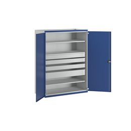 ANKE Schwerlastschrank JUMBO mit 3 Fachböden, 4 Schubladen à 3 x 120, 1 x 180 mm, HxBxT 1950 x 1484 x 690 mm