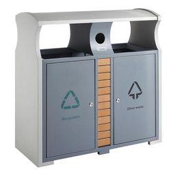 Recycling-Abfallbehälter für außen, Volumen 2 x 39 l, BxHxT 400 x 1000 x 1000 mm, grau kaiserkraft