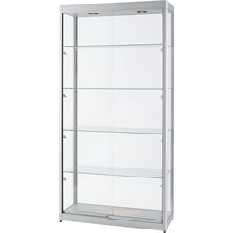 Vitrine, BxTxH 1000 x 400 x 2000 mm, LED-Beleuchtung, Leuchtkopf-&Oslash; 35 mm, ohne Unterschrank kaiserkraft