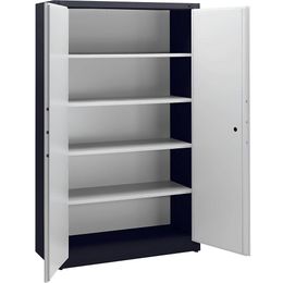 C+P Feuergeschützter Stahlschrank, gemäß DIN 4102, HxBxT 1950 x 1200 x 500 mm, schwarzgrau/lichtgrau