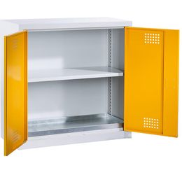 eurokraft basic Umweltschrank, H&ouml;he 900 mm, 1 Fachboden, 1 Bodenauffangwanne