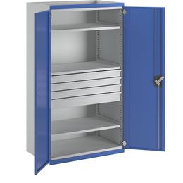 ANKE Schwerlastschrank mit 3 Fachböden, 4 Schubladen à 3 x 90, 1 x 120 mm, HxBxT 1950 x 1084 x 690 mm